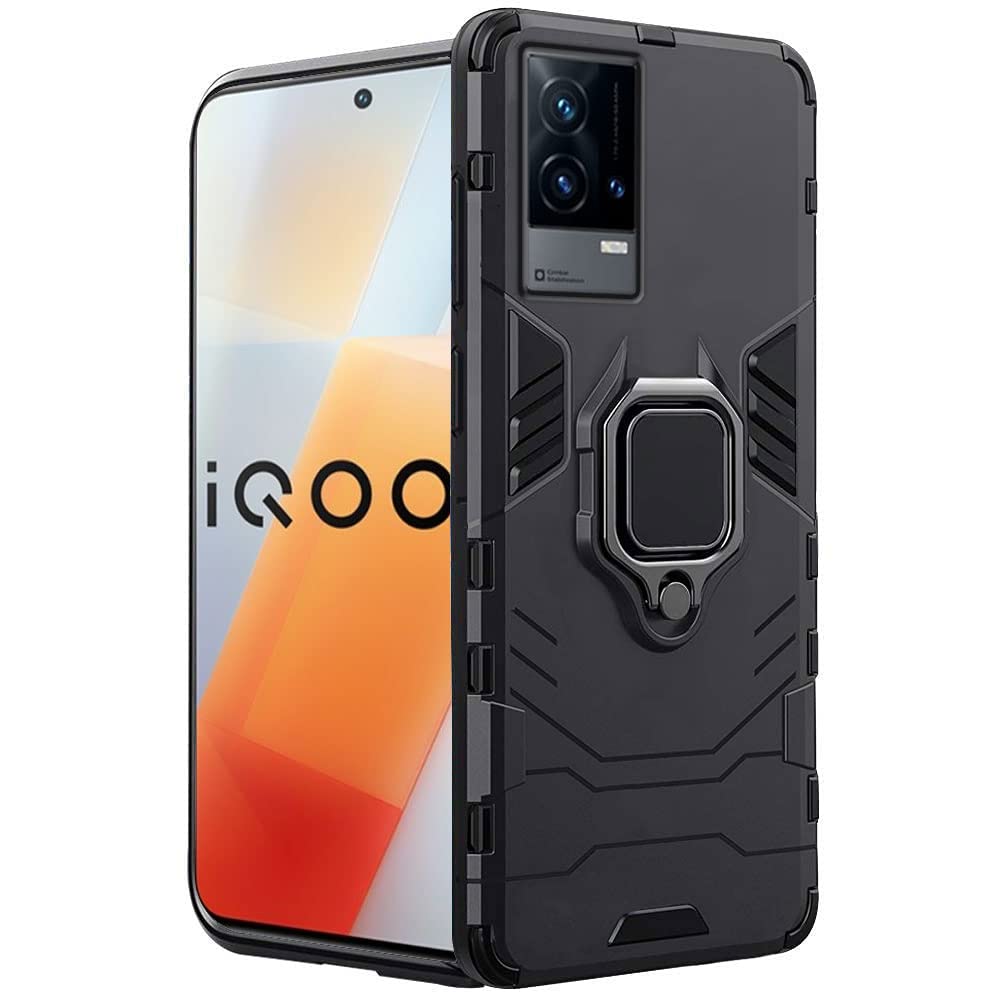 TheGiftKart Tough Armor Bumper Back Cover Case for iQOO 9 5G | Ring ...