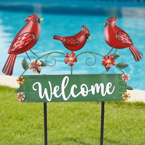 Amazon.com: YHSOLAR 42.5inch Cardinal Garden Stake with Welcome Yard ...