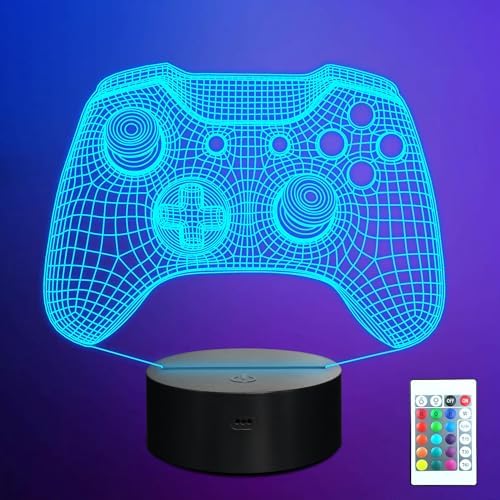 Okayera 3D Gamepad Illusion Lamp, LED Hologram Game Night Light with ...