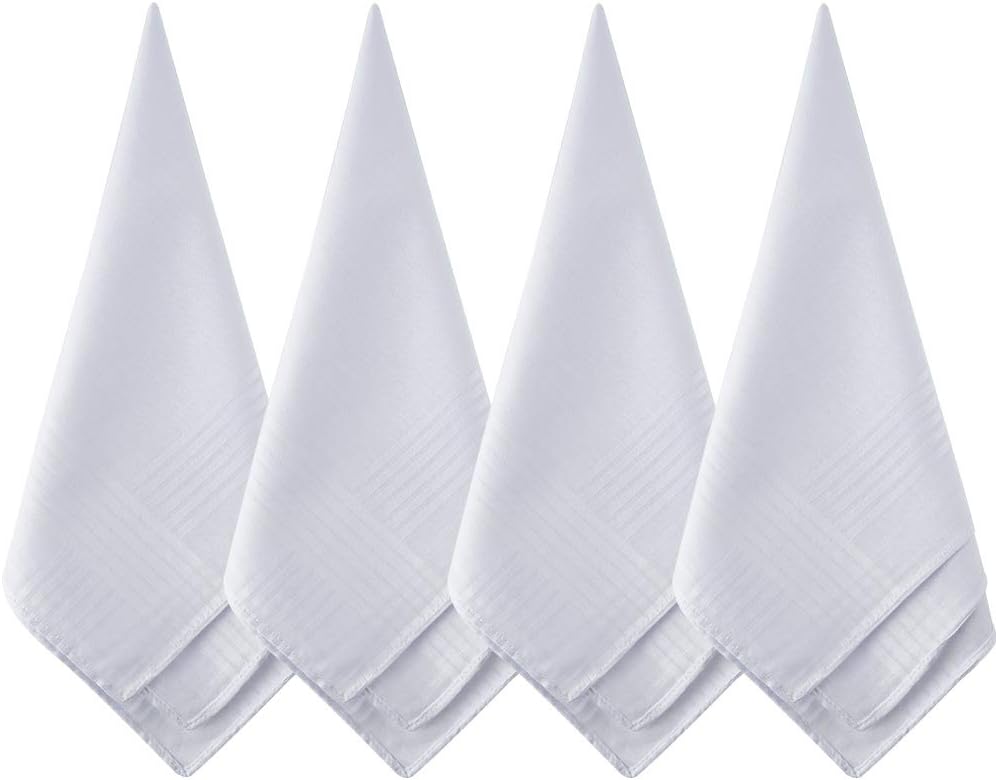 TUPARKA 12 Pack Pure White Cotton Handkerchiefs Large Pocket Squares ...