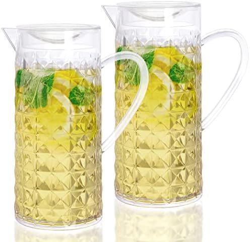 Amazon.com: Plastic Pitcher with Lid Clear Acrylic Pitcher Shatter ...