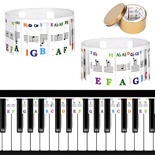 URAQT Piano Notes Stickers, Piano Keyboard Stickers 88 Full Size Key ...