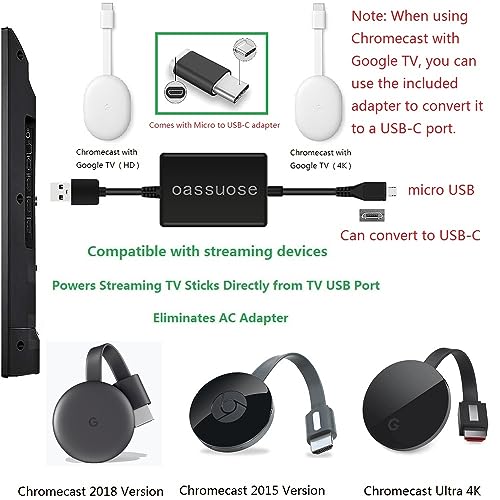 Snapklik.com : Oassuose USB Power Cable Adapter For Chromecast