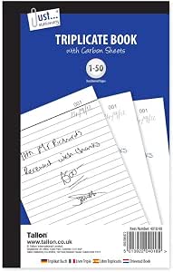 Triplicate Book with Carbon Sheet Numbered 1-50 Pages Record Keeping ...