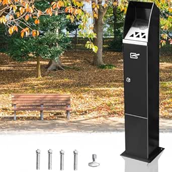 Poweka Outdoor Stainless Steel Smoking Stand Ashtray, 7.8" ODx35.6 ...