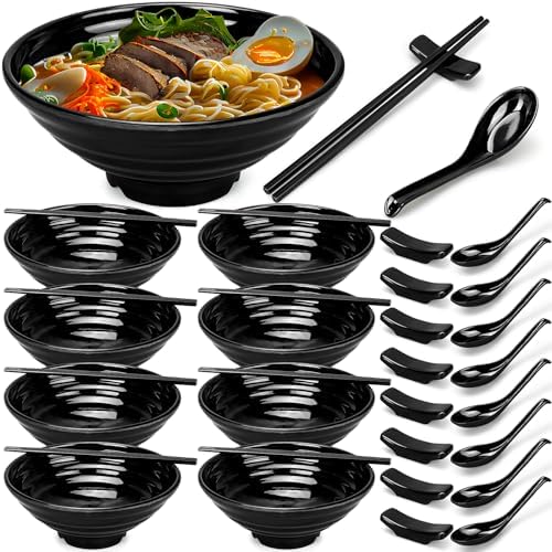 Amazon.com: Yaomiao Set of 8 Japanese Ramen Bowl Set (Total 32 Pcs ...