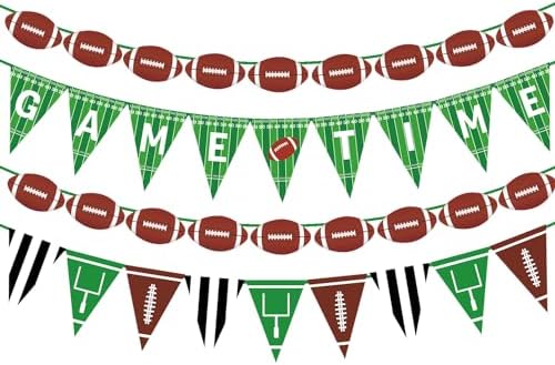 Amazon.com: Doumeny 4Pcs Football Paper Party Banner Football Game Time ...