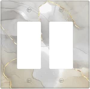 UKUTARLY Grey Marble Light Switch Cover 2 Gang Double Rocker Electrical ...