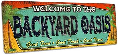 Amazon.com: Backyard Oasis Sign Patio Décor Poolside Paradise Welcome ...