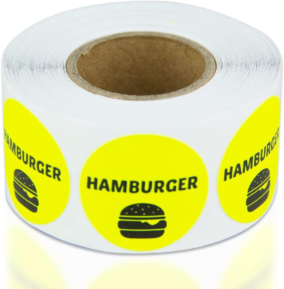 300 Labels - Hamburger Stickers for Delis, Restaurants, Supermarkets ...