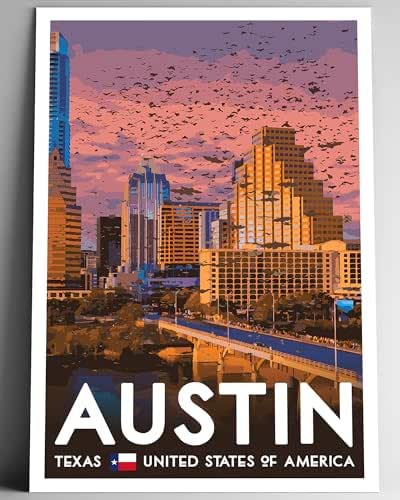 Amazon.com: GO SEE DESIGN Austin Texas Vintage-Style Travel Poster ...