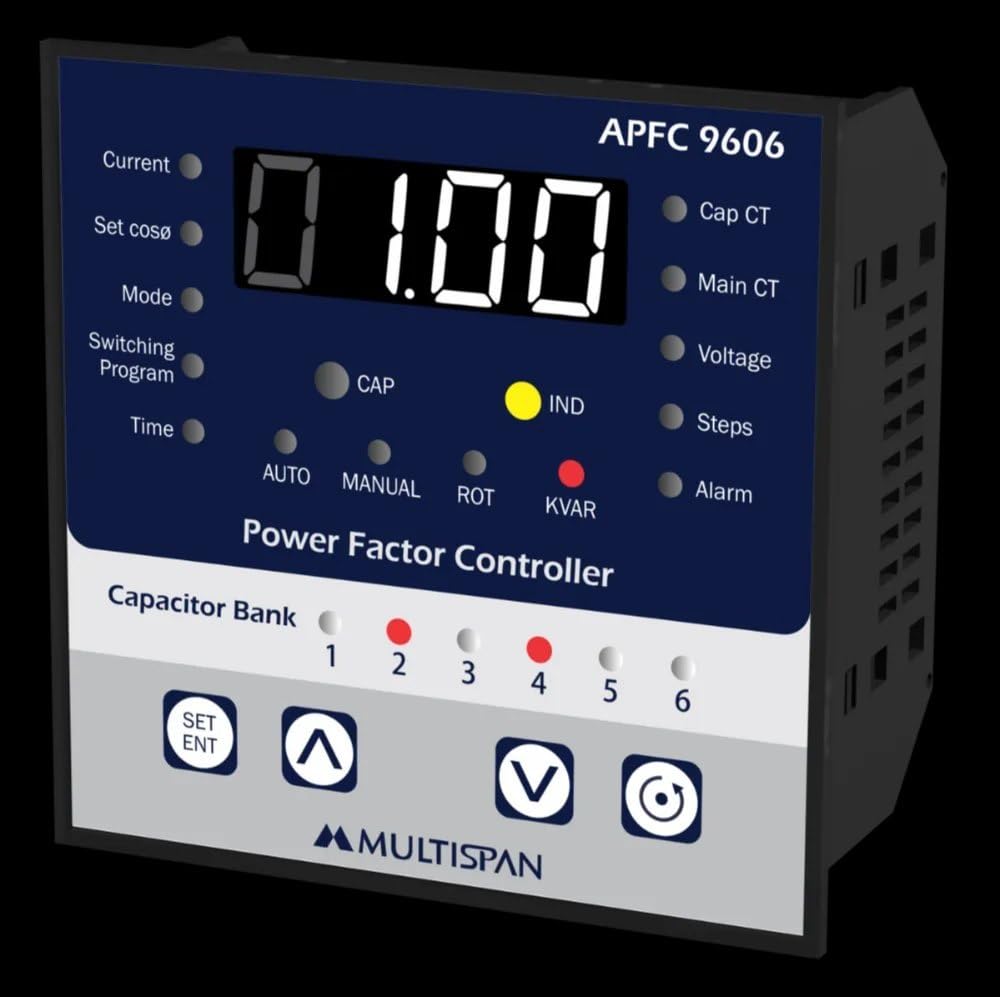 Multispan APFC-9606 Automatic Power Factor Controller, 6 Stage Relay ...
