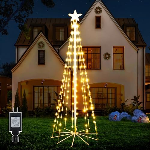 Amazon.com: 7.6FT Outdoor Christmas Tree with 330 Warm White LED Lights ...