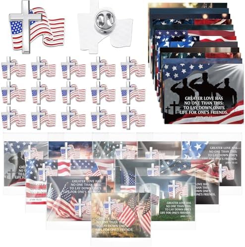 Amazon.com: Hoteam 24 Sets Religious Veterans Day Pins Gifts American ...