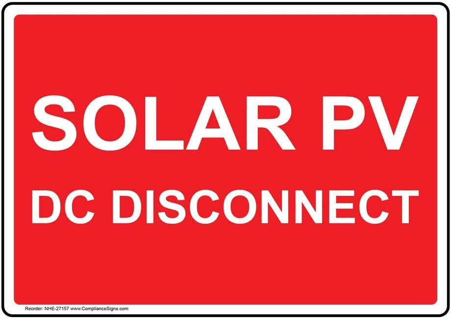 Amazon.com: ComplianceSigns.com Solar Pv Dc Disconnect Label Decal, 5x3 ...