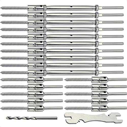 Lulultn Stainless Steel Cable Railing Hardware Kit, for 1/8 Cable ...