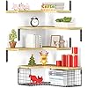 Amazon.com: Zincify 4+1 Floating Corner Shelves with Wire Storage ...