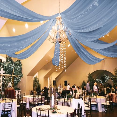Amazon.com: REWOMC 6 Panels Dusty Blue Ceiling Drapes for Wedding ...