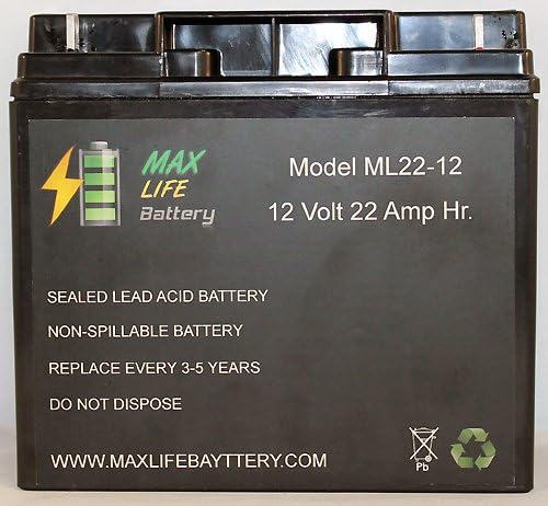 Amazon.com: Max Life Battery - ML22-12 - 12V 22AH SLA Battery for ...