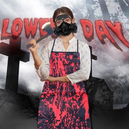 Butcher Costume Halloween Men Bloody Apron Zombie Killer Scary Chef ...