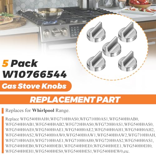 Beaquicy Upgraded W10766544 Gas Stove Knobs 5 Pack Burner Control Knobs ...