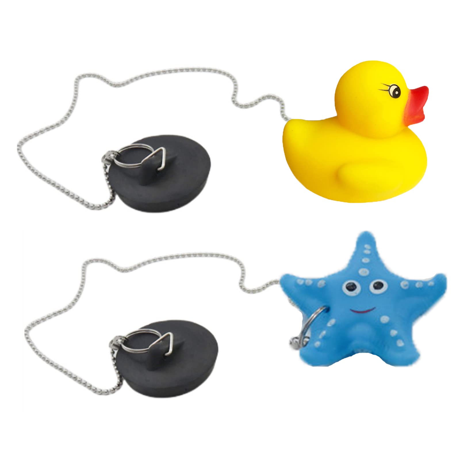 2Pcs Bath Plug with Stainless Ball Chain 45mm, Rubber Floating Bath Tub ...