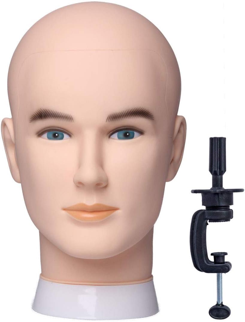 Amazon.com: Newshair Male Bald Mannequin Head Wig Head Training Head ...