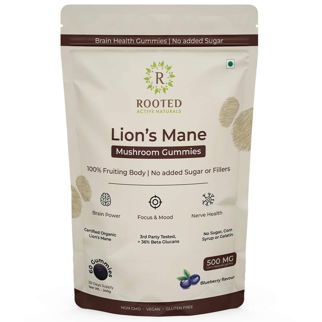 Buy Rooted Actives Certified Organic Lions Mane Mushroom Extract ...