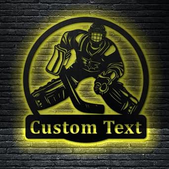 Custom Hockey Goalie Signs with LED Lights, Personalized Metal Hockey ...