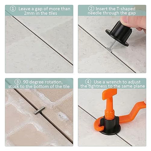 Tile Leveling System, 50 Tile Leveler Spacers and 1 Wrench, Reusable ...