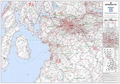 Glasgow and the Clyde Postcode Sector Map 25 - Laminated Wall Map ...
