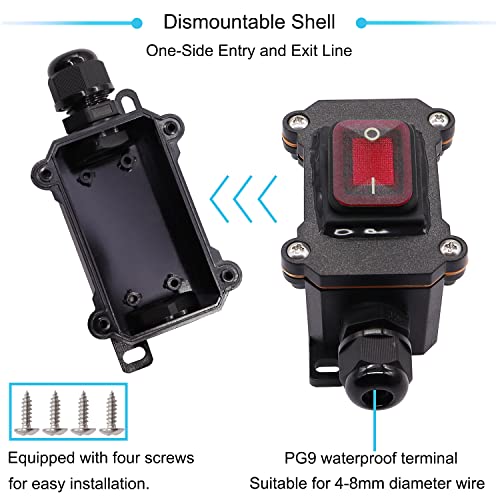 Snapklik.com : Hmknana IP67 Waterproof Inline Cord Switch 12V DC 20A ...