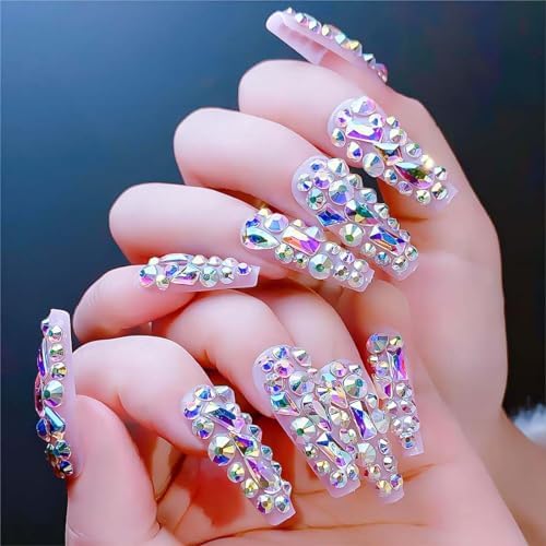 Amazon.com: Ombre Pink Fake Press On Nails 3d Extra Long Stiletto ...