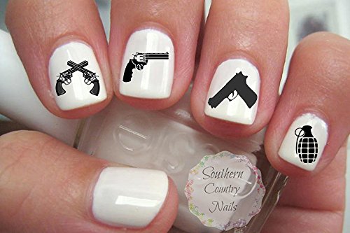 Amazon.com: 30 Hand Gun/Weapons/Grenades Nail Art Decals : Beauty ...