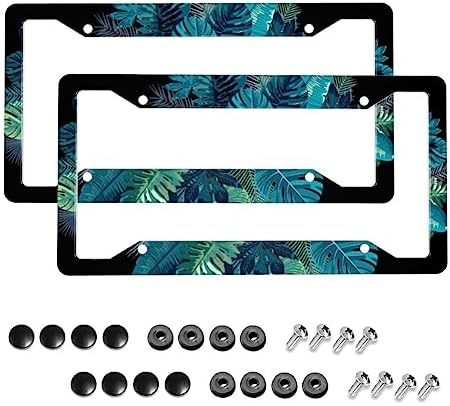Amazon.com: Yobvec Palm Leaf License Plate Frame 2 Packs Palm Tree Car ...