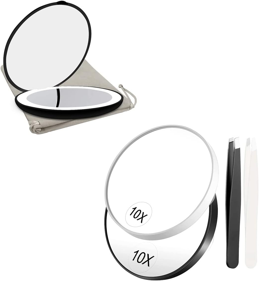 Amazon.com: Milishow 10X Magnifying Mirror with Eyebrow Tweezers ...
