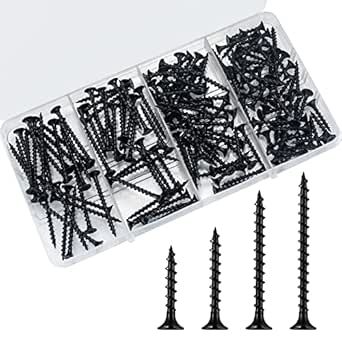 165 PCS Drywall Screws Assortment Kit - 4 Sizes Black Self Tapping ...