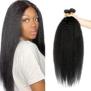 Amazon.com : Kinky Straight Human Hair Bundles Yaki Straight Human Hair 3 Bundles 20 22 24 Inch ...