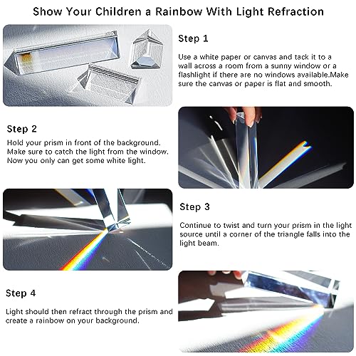 HDCRYSTALGIFTS 3 Pack Equilateral Crystal Prisms Set -1″,2″ & 4 ...