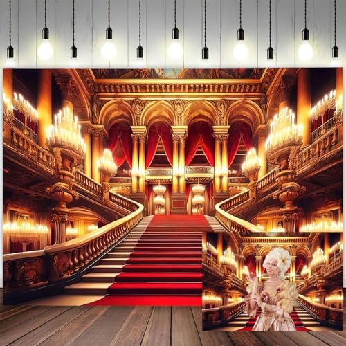 Amazon.com : 7x5ft Luxurious Golden Palace Backdrops Red Carpet ...