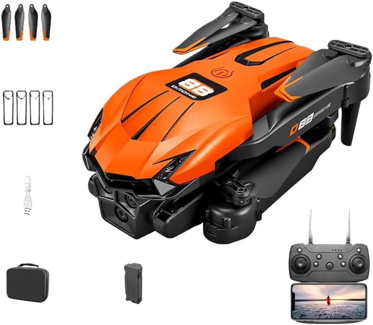 D88 Drohne mit Wechselbarer Doppelkamera 90°，Optische Fluss ...