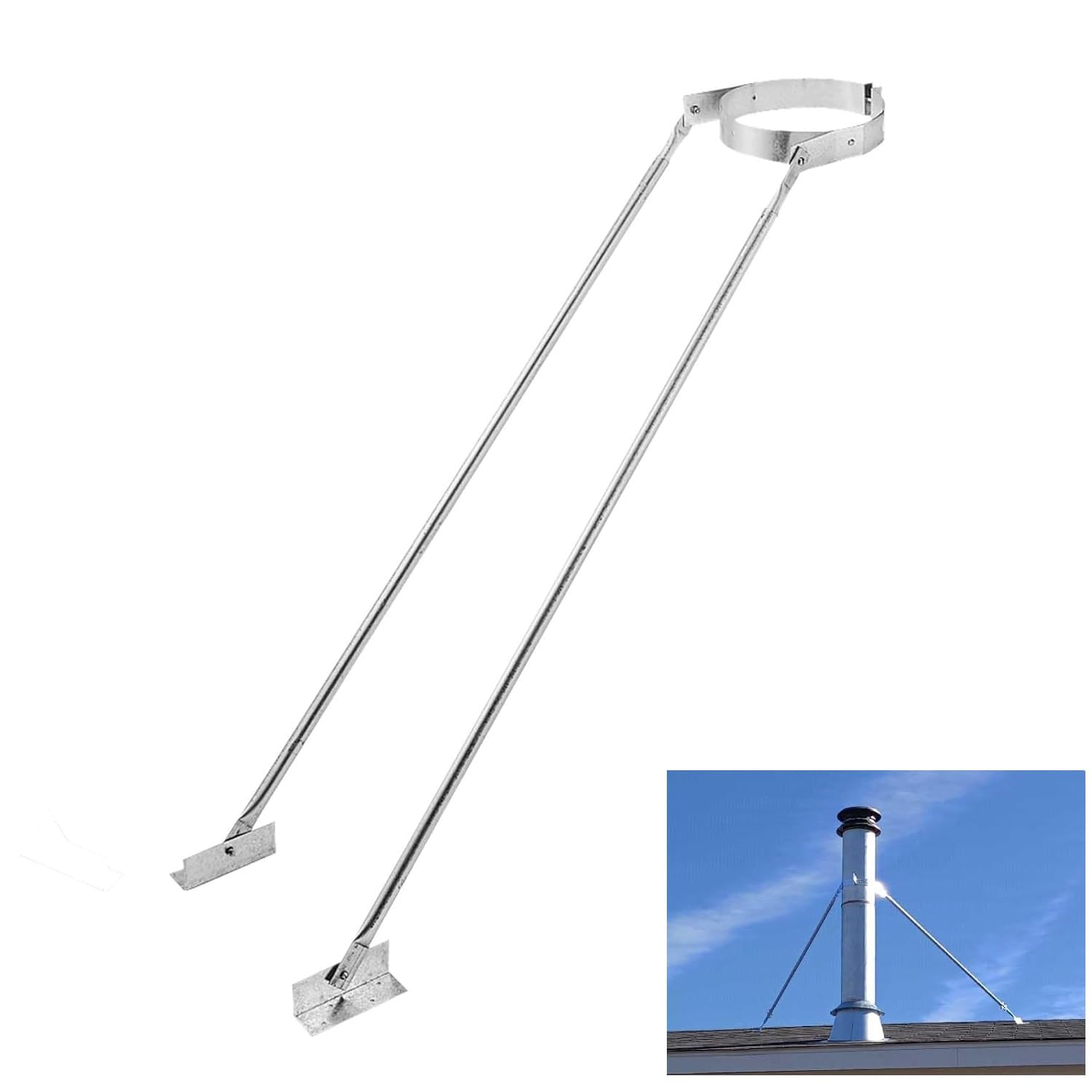 Amazon.com: SCARIU Stainless Steel Extended Roof Chimney Support Kit, 6 ...