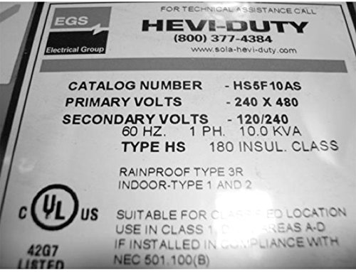 Hevi Duty Hs5f10as Shielded General Purpose Transformer, 10.0 Kva ...