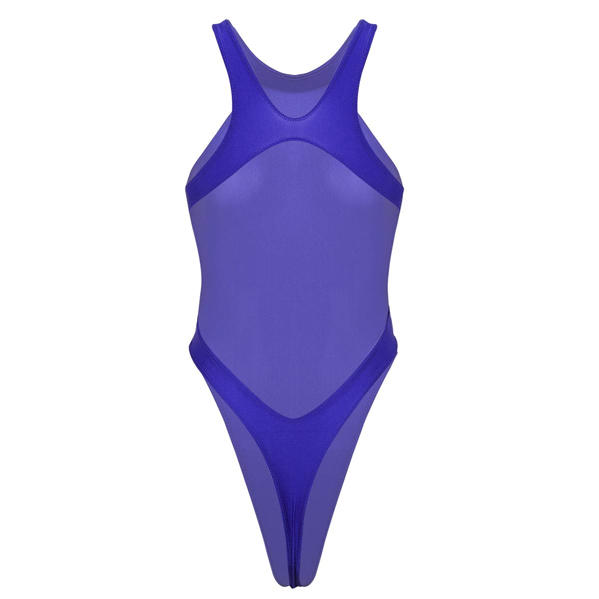 Women One Piece See Through Sheer High Cut Backless Leotard Thong ...