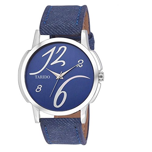 Tarido Analogue Blue Dial Leather Strap Men's and Boy's Wrist Watch ...