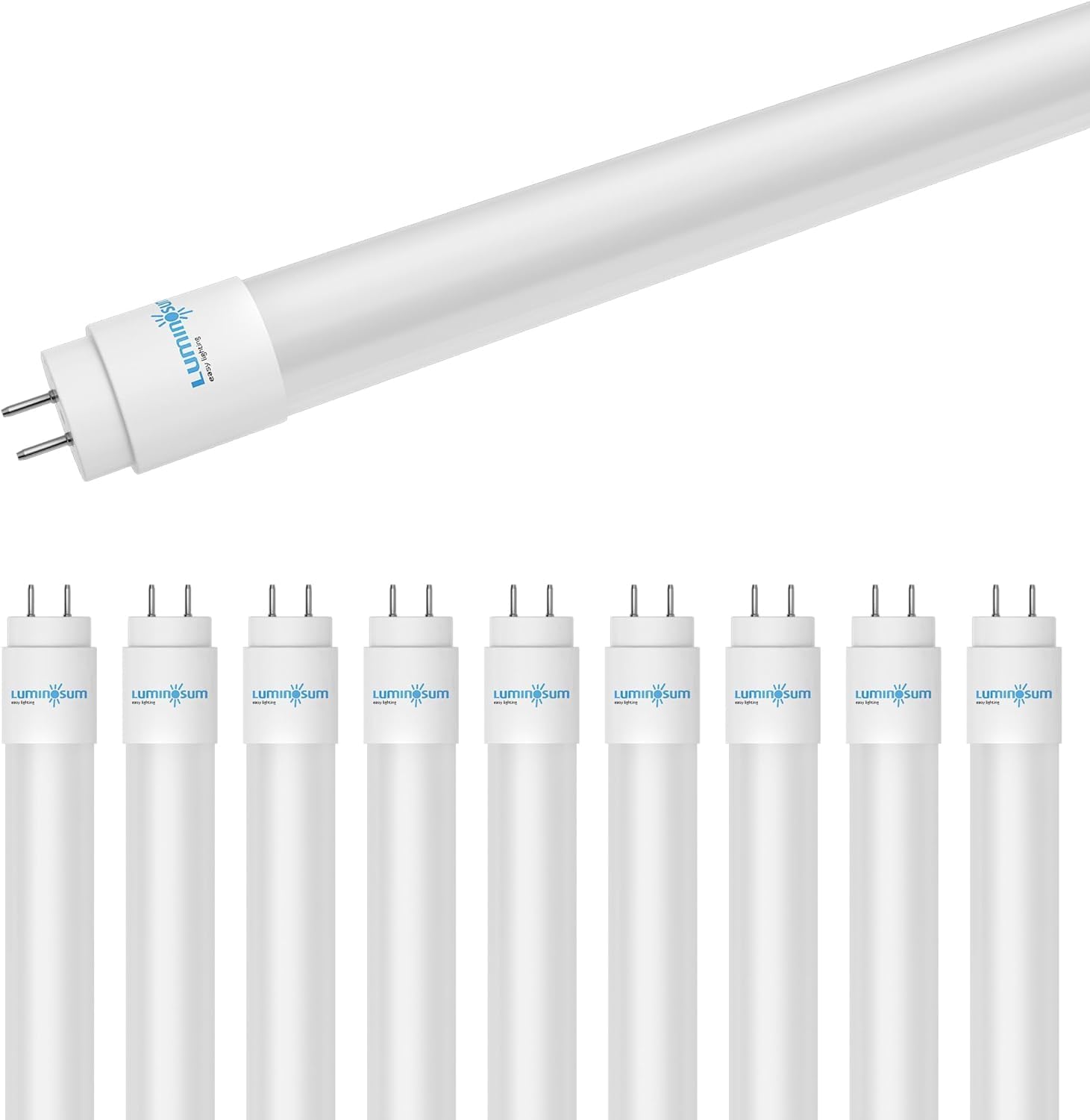 LUMINOSUM T8 LED Tube Light 4 Foot 18W, 36W Equivalent, Glass Tube with ...