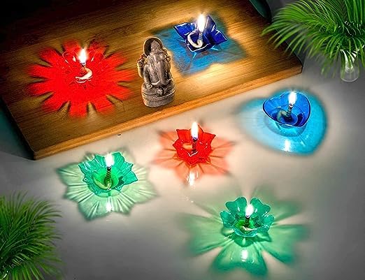 Buy TrifleArte 3D Reflection Plastic Diya | Multicolor Transparent ...