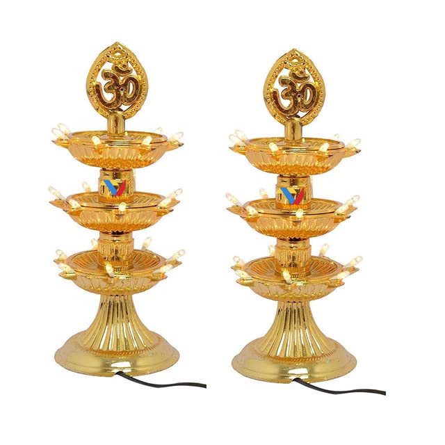 YASHVIN® 3 Layer Electric Diya (Pack of 2) 21 Deep Jyot Light for ...