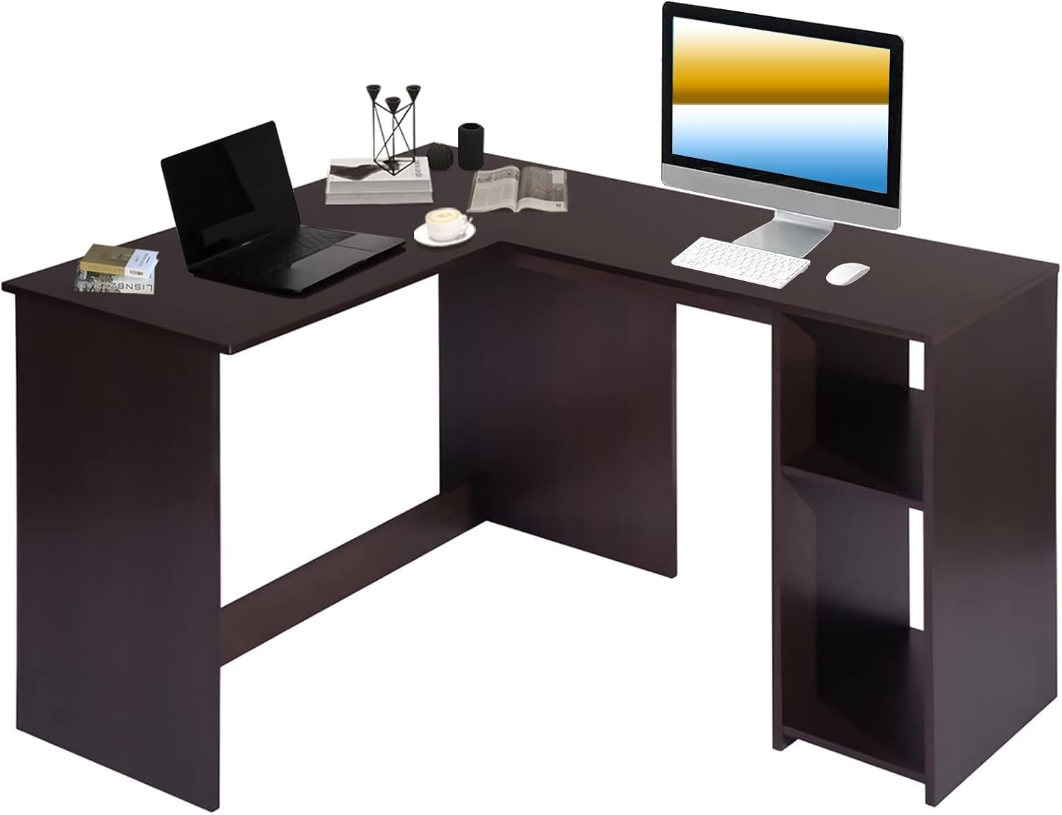 Amazon.com: FurnitureR 47.2-Inch Wide L-Shaped Computer Desk Home ...