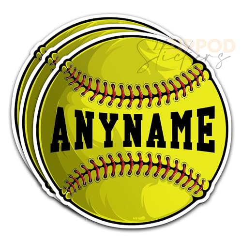 Amazon.com: Custom Softball Name Sticker Personalized Softball Name ...